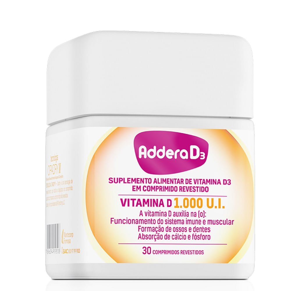 Vitamina D Addera D3 1.000UI com 30 Comprimidos| Hypera Pharma - adderab2c