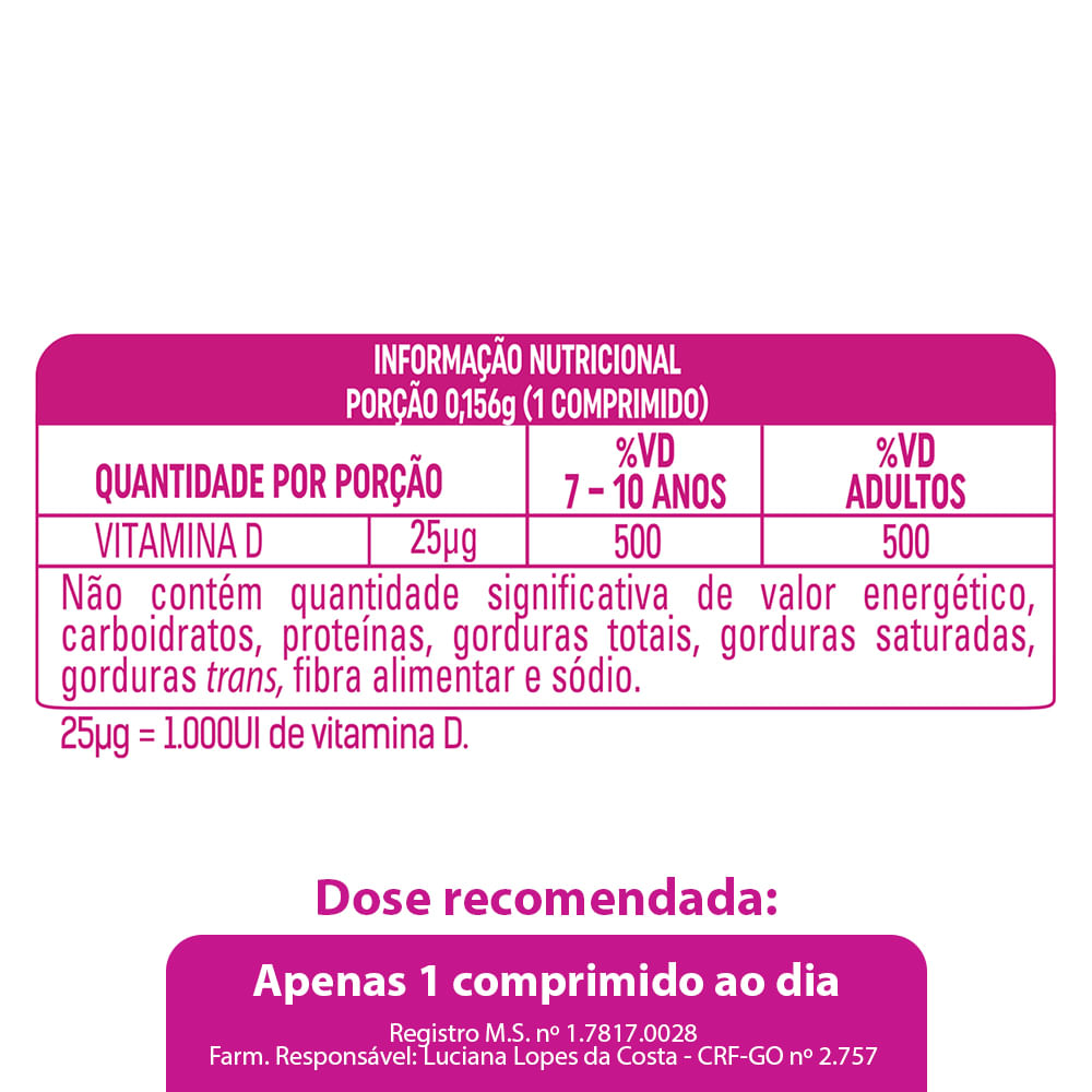 Vitamina D Addera D3 1.000UI com 30 Comprimidos - adderab2c