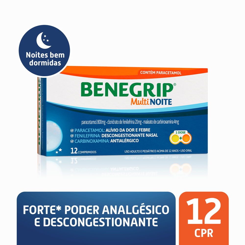 Benegrip Multi Noite 12 Comprimidos | Hypera - ihypera2022