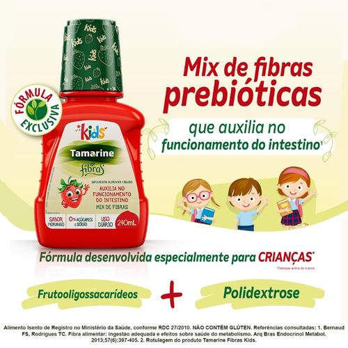 Mix de Fibras Tamarine Fibras Kids 240ml Sabor Morango - vcmed
