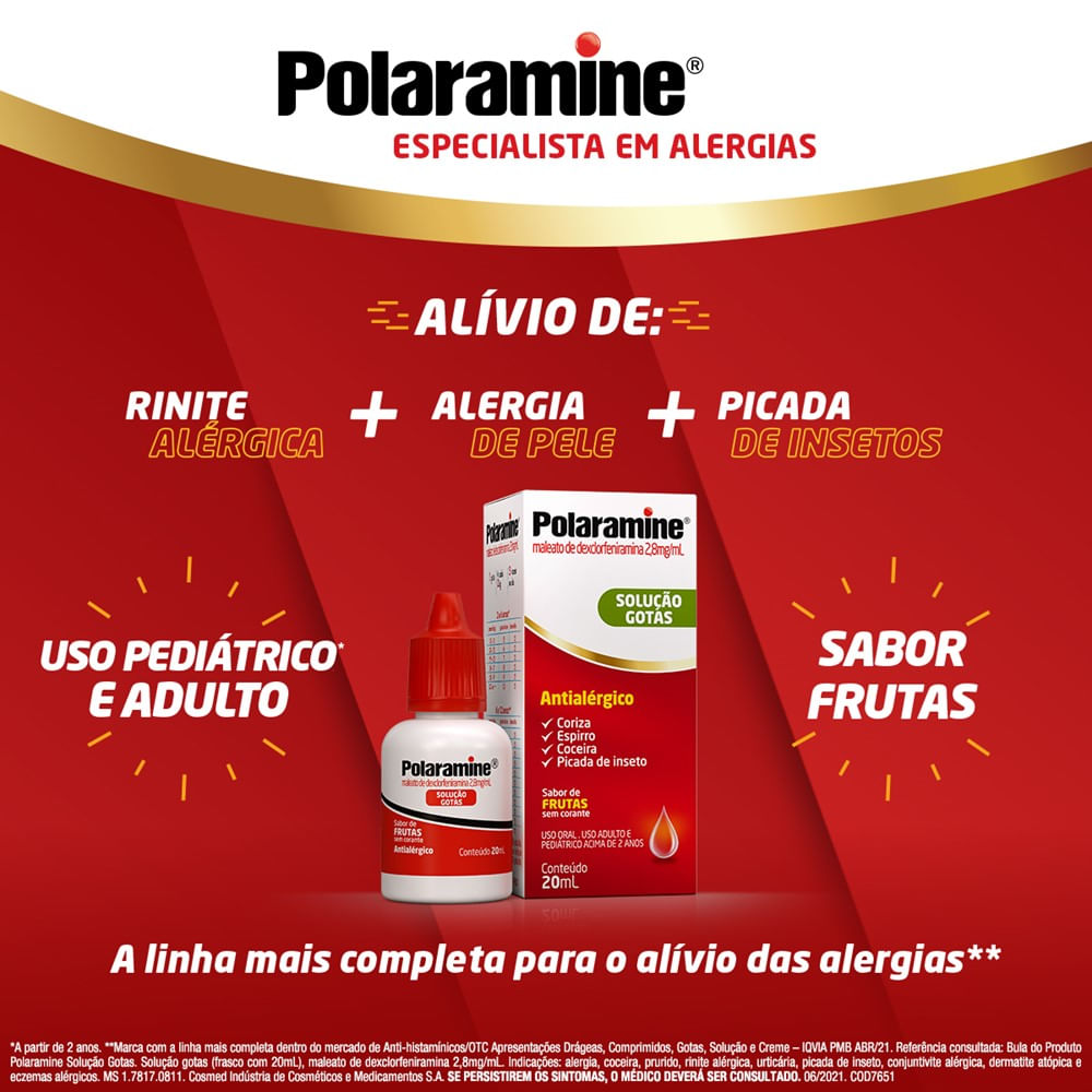 Polaramine Xarope Líquido Sabor Frutas 0,4mg/mL 120mL | Hypera ...