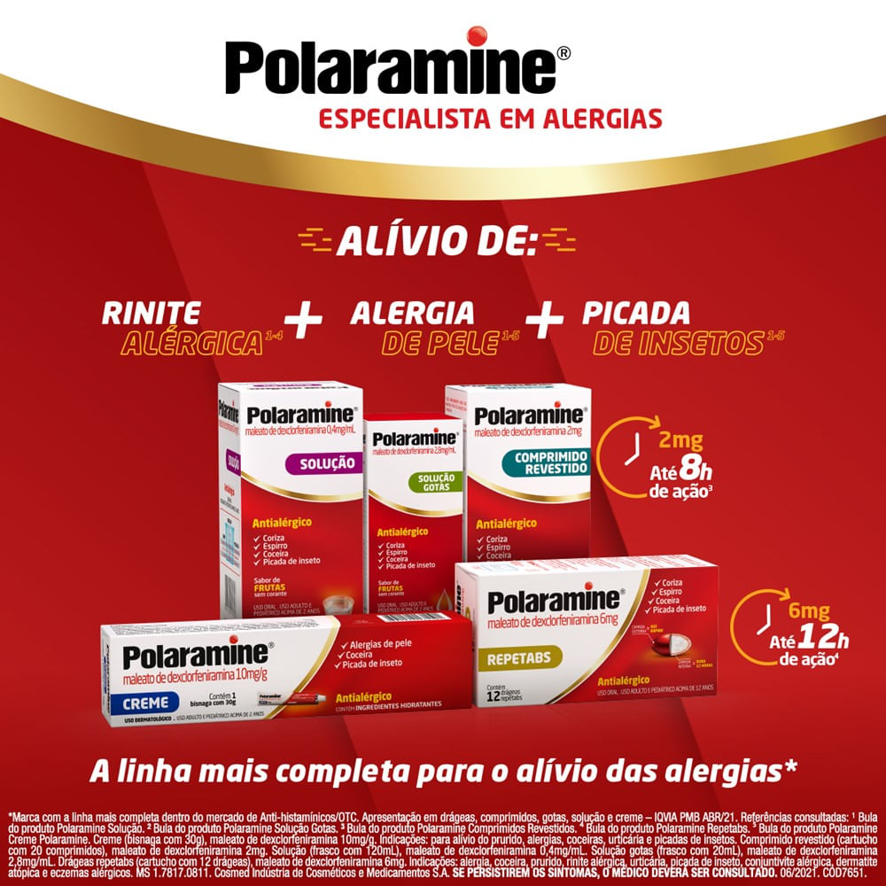 Polaramine Xarope Líquido Sabor Frutas 0,4mg/mL 120mL | Hypera ...