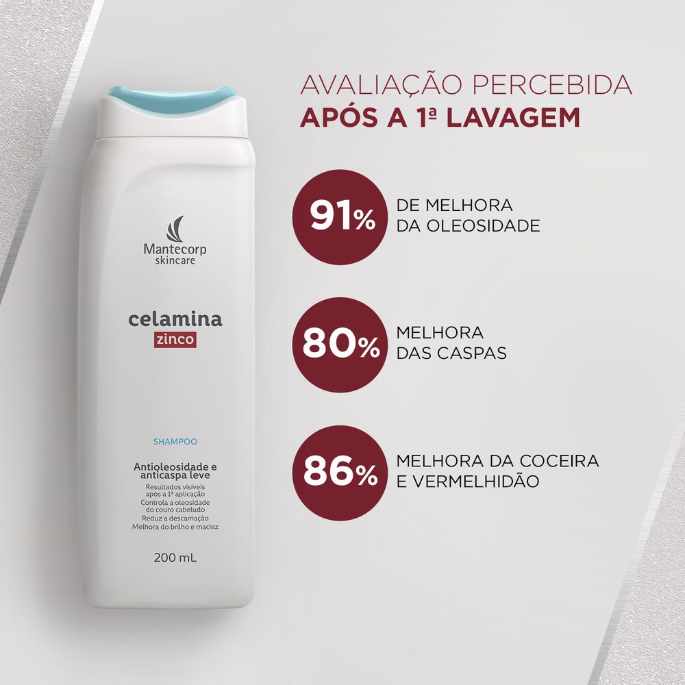 Shampoo Celamina Zinco 200ml | Hypera Farma - Mantecorp