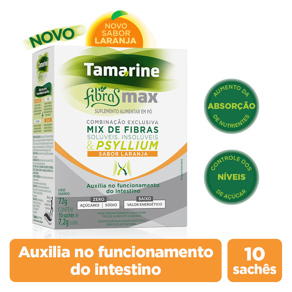 Suplemento Alimentar Mix de Fibras Tamarine Fibras Max 10 Sachês Sabor ...